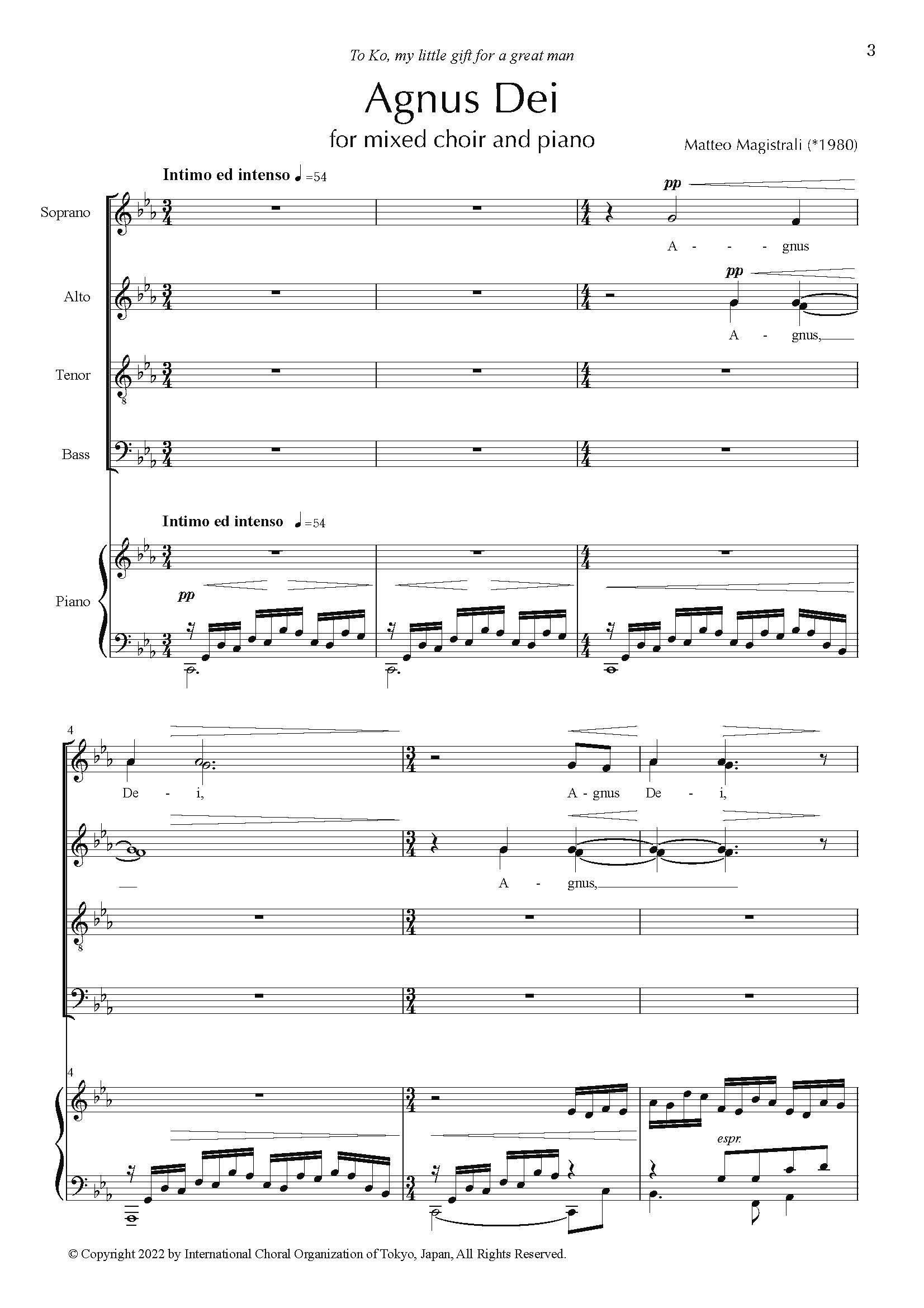 Agnus Dei – 合唱楽譜の出版 −東京国際合唱機構−