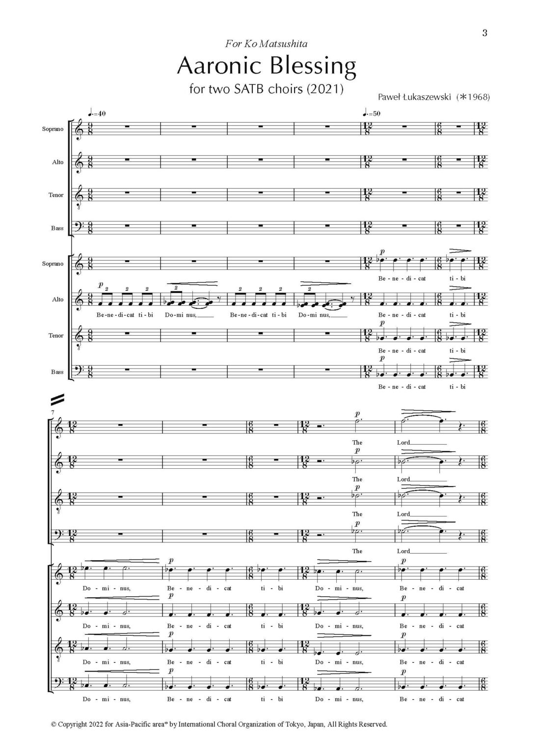 Aaronic Blessing – 合唱楽譜の出版 −東京国際合唱機構−