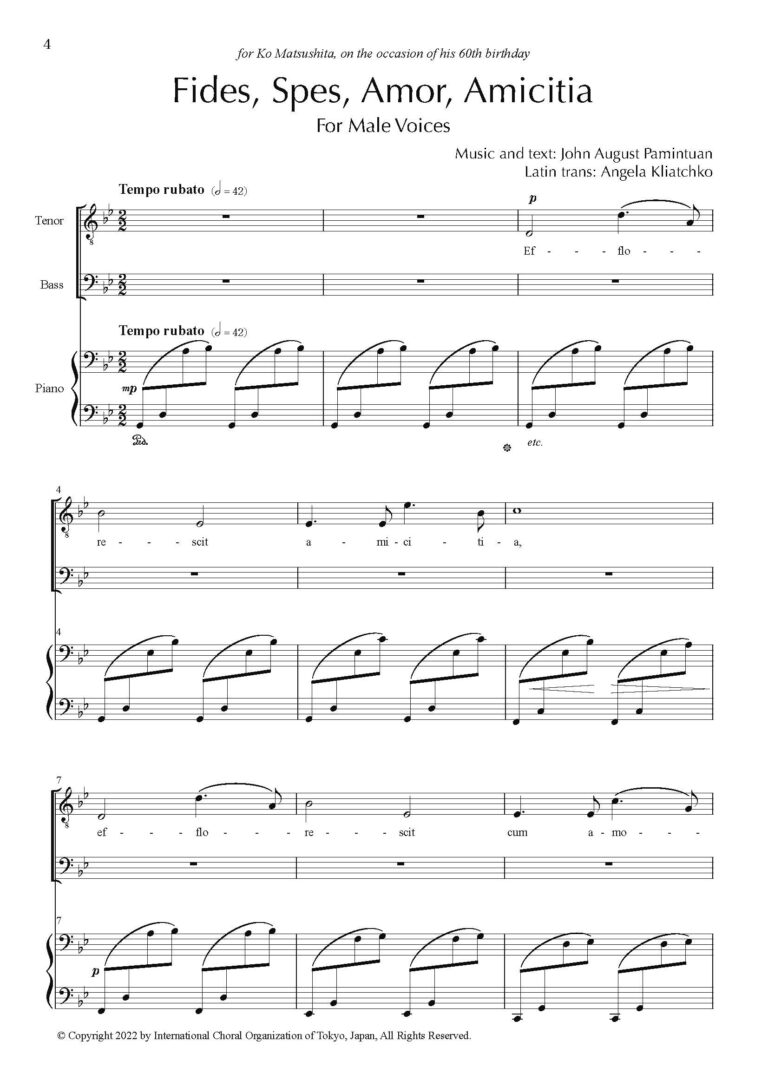 Fides, Spes, Amor, Amicitia – 合唱楽譜の出版 −東京国際合唱機構−