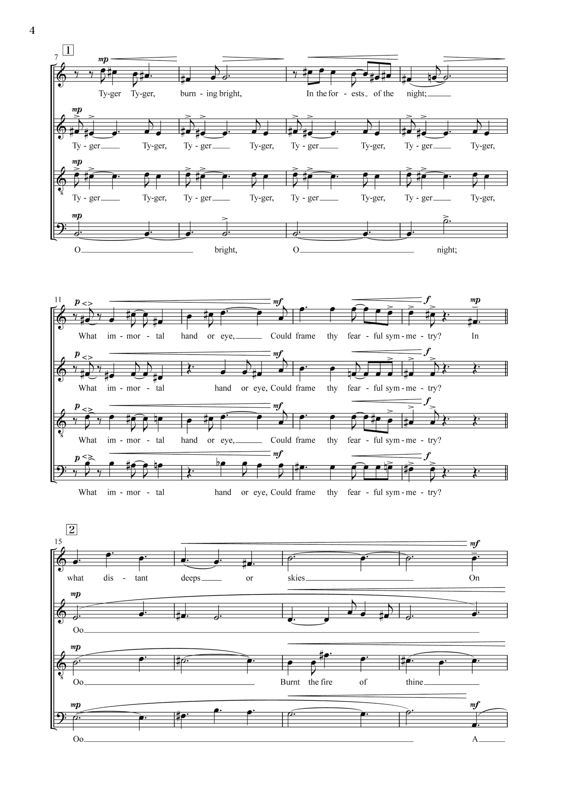 The Tyger – 合唱楽譜の出版 −東京国際合唱機構−