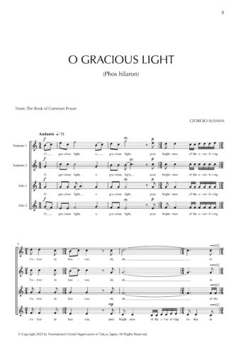 O GRACIOUS LIGHT – 合唱楽譜の出版 −東京国際合唱機構−